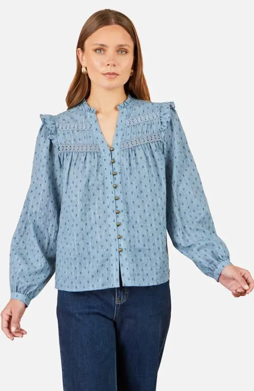 YUMI Cotton Lace Detail Shirt