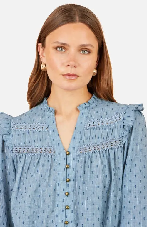 YUMI Cotton Lace Detail Shirt