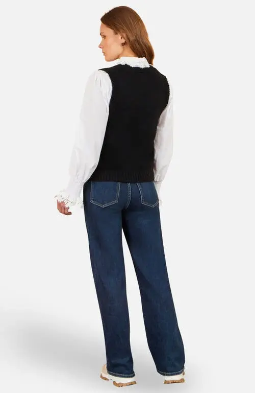 YUMI Lace Bow Knitted Pullover