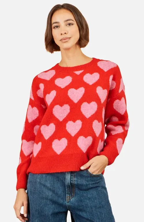YUMI Heart Intarsia Relaxed Jumper