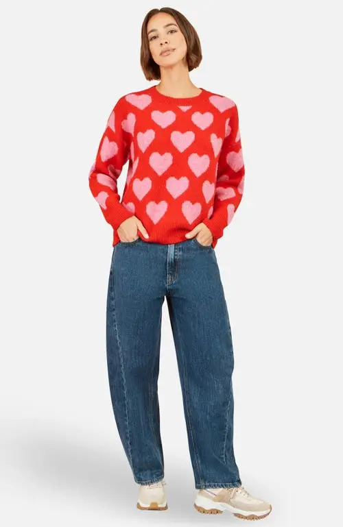 YUMI Heart Intarsia Relaxed Jumper