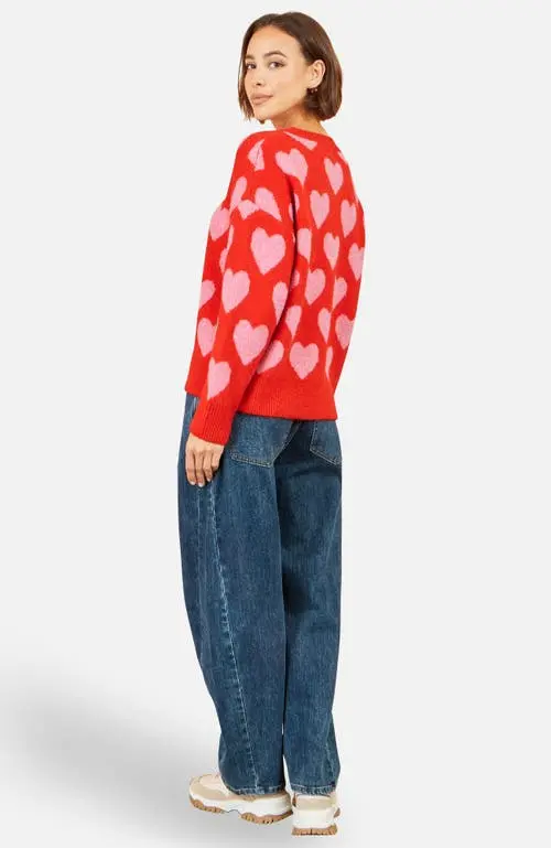 YUMI Heart Intarsia Relaxed Jumper