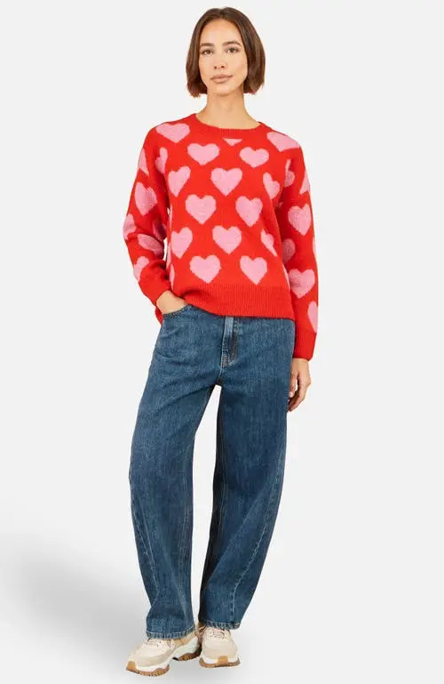 YUMI Heart Intarsia Relaxed Jumper