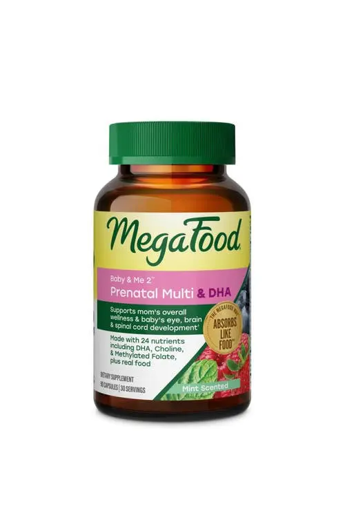 MEGAFOOD Baby And Me 2 Prenatal Multivitamin With Dha Choline And Methylfolate 90 Capsules