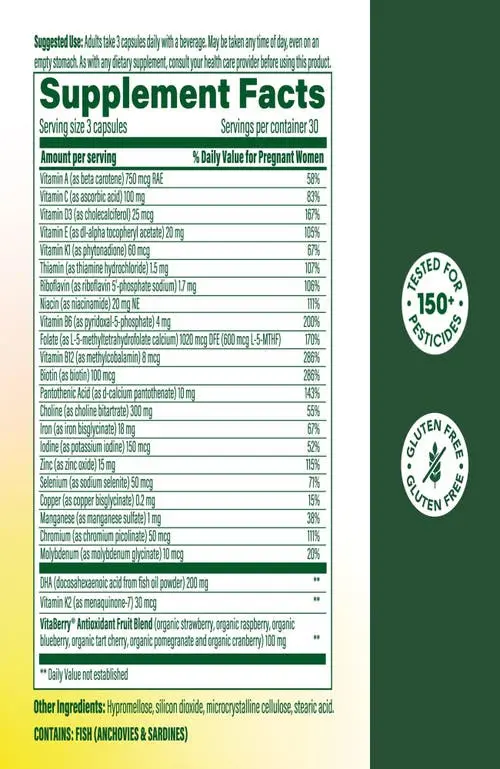 MEGAFOOD Baby And Me 2 Prenatal Multivitamin With Dha Choline And Methylfolate 90 Capsules