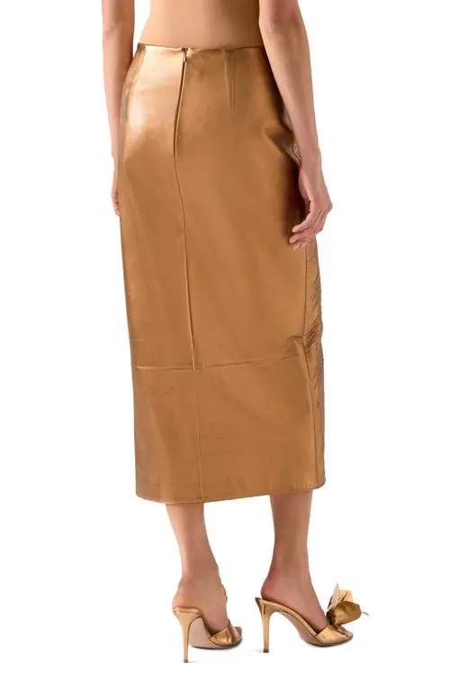 Akris Metallic Leather Midi Skirt