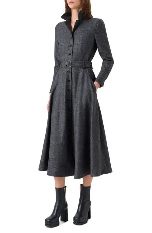 Akris Prince Wool Flannel Midi Shirtdress