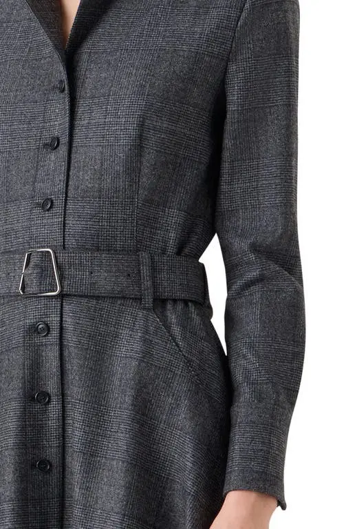 Akris Prince Wool Flannel Midi Shirtdress