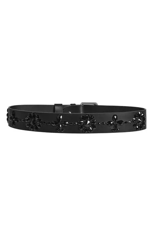 Simone Rocha Crystal Embellished Leather Belt - Black/jet