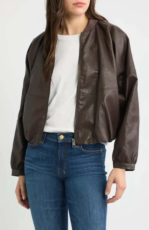 CITY BLUES Faux Leather Jacket - Brown