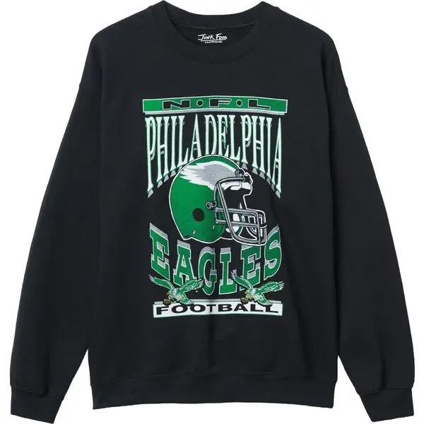Junk Food Philadelphia Eagles Cotton Blend Crewneck Sweatshirt - Black