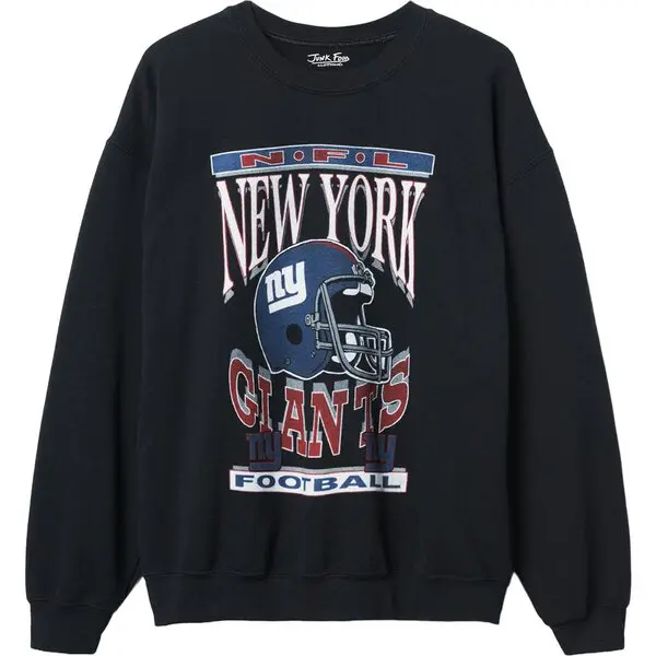 Junk Food New York Giants Helmet Flea Market Crewneck Sweatshirt - Black