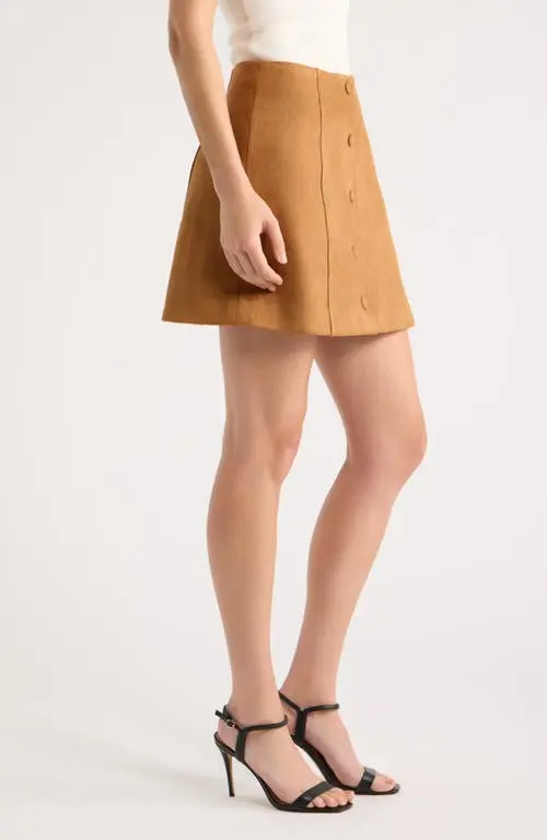 Bernardo Faux Suede Button-up Miniskirt