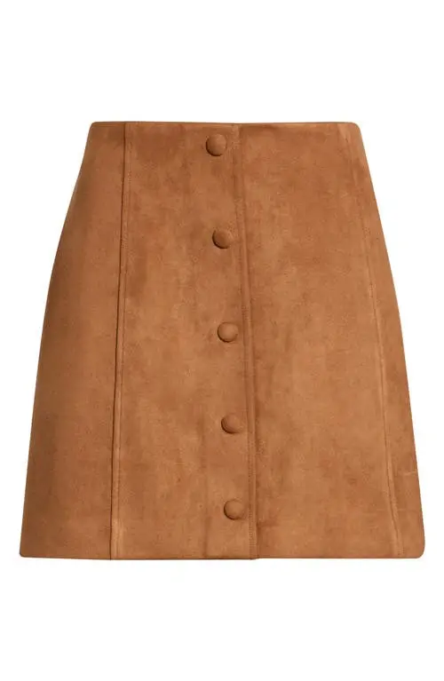 Bernardo Faux Suede Button-up Miniskirt