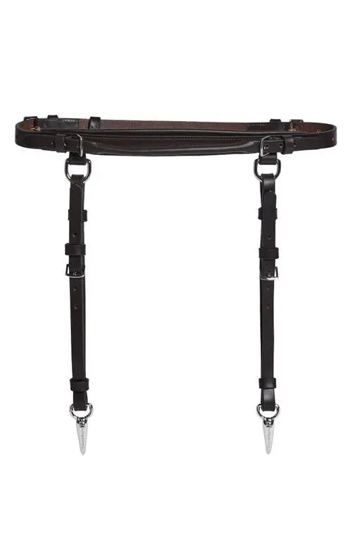 Simone Rocha Double Loop Bridle Leather Garter Belt - Chocolate