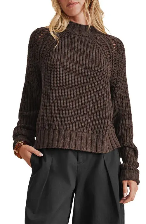 Splendid Cassidy Shaker Knit Crewneck Sweater - Java Brown