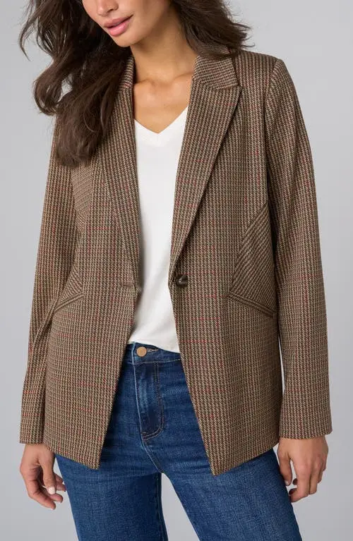 LIVERPOOL Plaid Cutaway Blazer - Olive Multi