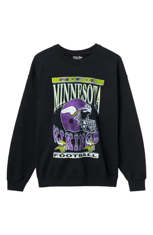Junk Food Minnesota Vikings Helmet Flea Market Crewneck Sweatshirt - Black