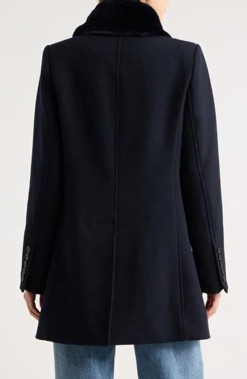 LoveShackFancy Verdine Faux Fur Collar Double Breasted Coat