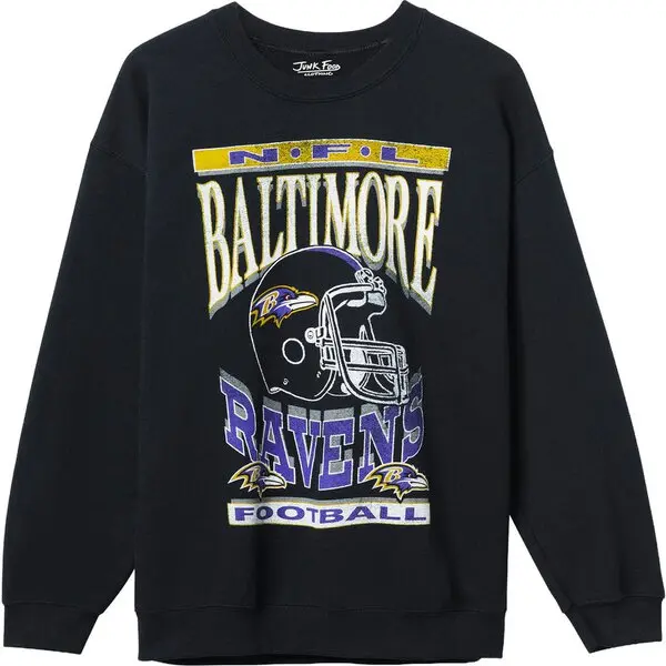 Junk Food Baltimore Ravens Helmet Flea Market Crewneck Sweatshirt - Black
