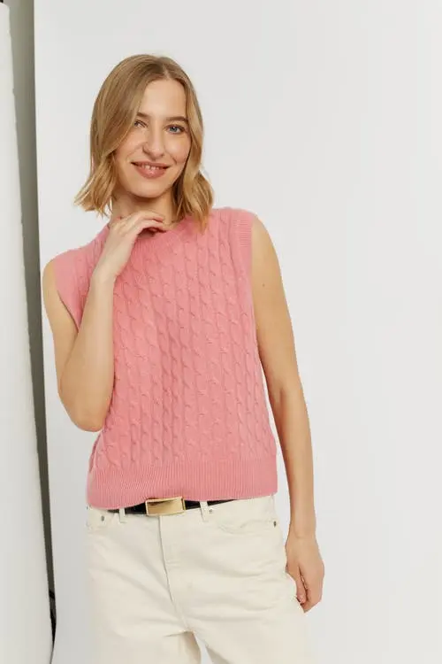 Chinti & Parker Pure Cashmere Cabled Tank