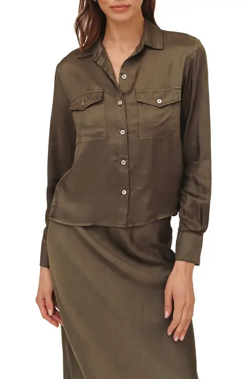 Bella Dahl Utility Cropped Shirt - Army Olive