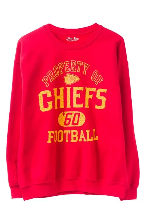 Junk Food Kansas City Chiefs Property Of Flea Market Crewneck Sweatshirt - Red