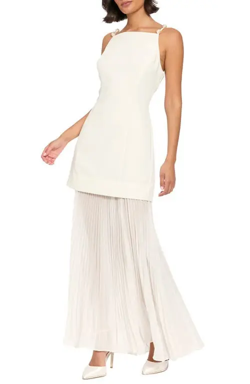 Maggy London Accordion Pleat Gown - White/ivory