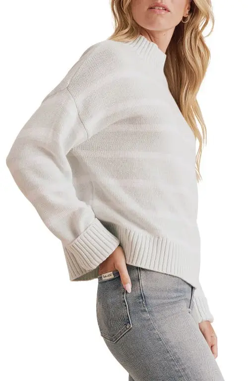 Splendid Nora Stripe Mock Neck Sweater - Alpine Green/shell