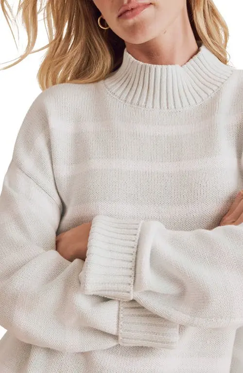 Splendid Nora Stripe Mock Neck Sweater - Alpine Green/shell