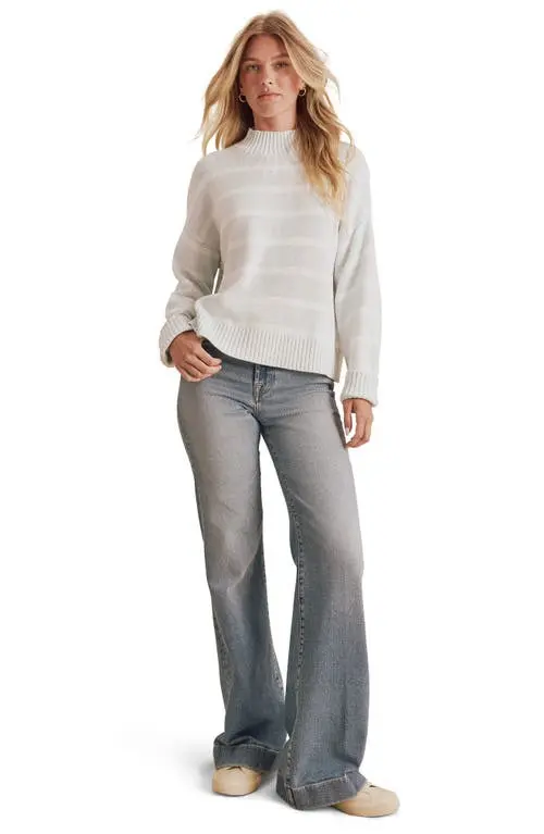 Splendid Nora Stripe Mock Neck Sweater - Alpine Green/shell