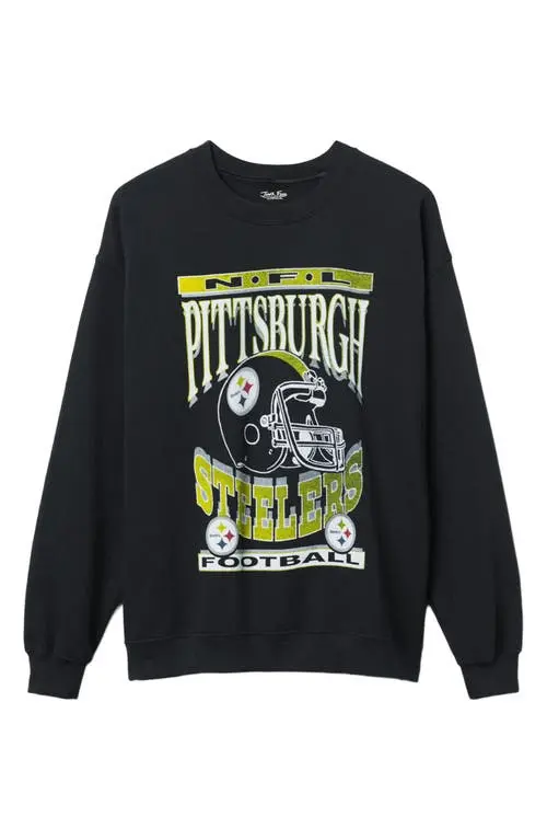 Junk Food Pittsburgh Steelers Cotton Blend Crewneck Sweatshirt - Black
