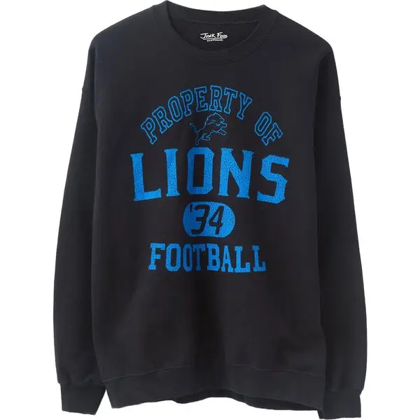 Junk Food Detroit Lions Property Of Flea Market Crewneck Sweatshirt - Black
