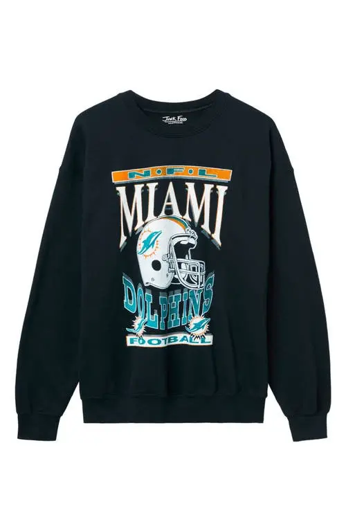 Junk Food Miami Dolphins Helmet Flea Market Crewneck Sweatshirt - Black