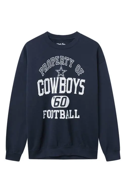 Junk Food Dallas Cowboys Property Of Flea Market Crewneck Sweatshirt - Navy