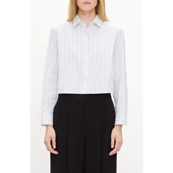 Theory Side Tab Crop Button-up Shirt - Black Multi
