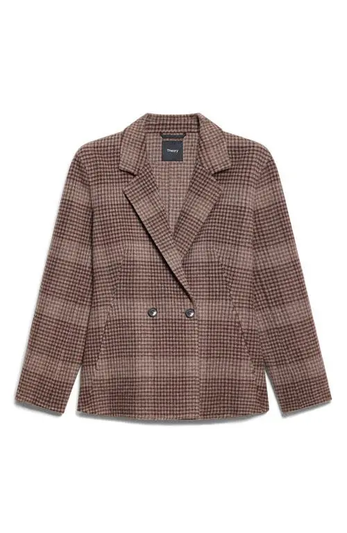Theory Plaid Double Breasted Wool & Cashmere Coat