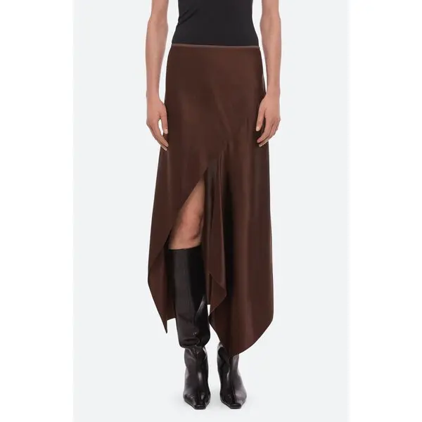 Helmut Lang Asymmetric Silk Satin Midi Skirt - Serra
