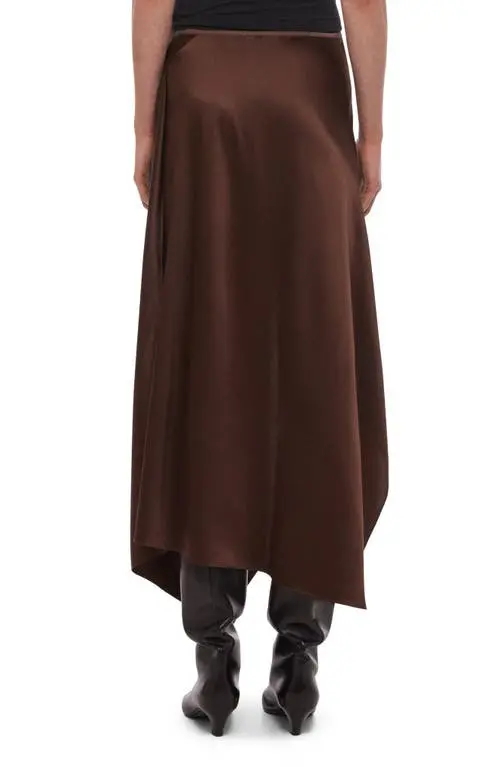 Helmut Lang Asymmetric Silk Satin Midi Skirt