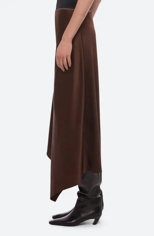 Helmut Lang Asymmetric Silk Satin Midi Skirt