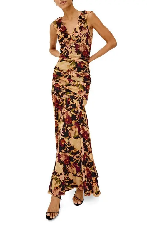 Rails Veda Ruffle V-neck Maxi Dress - Dark Flora