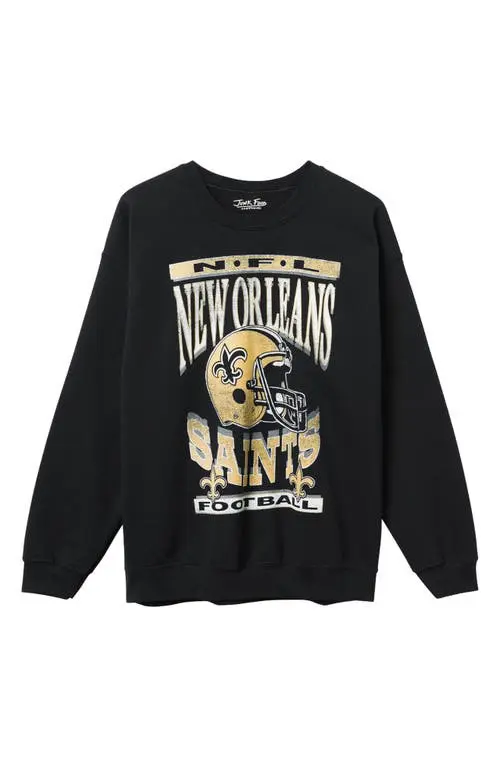 Junk Food New Orleans Saints Helmet Flea Market Crewneck Sweatshirt - Black