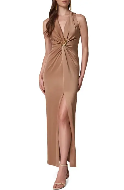 Donna Karan New York Sleeveless Twist Front Gown With Thigh-high Slit