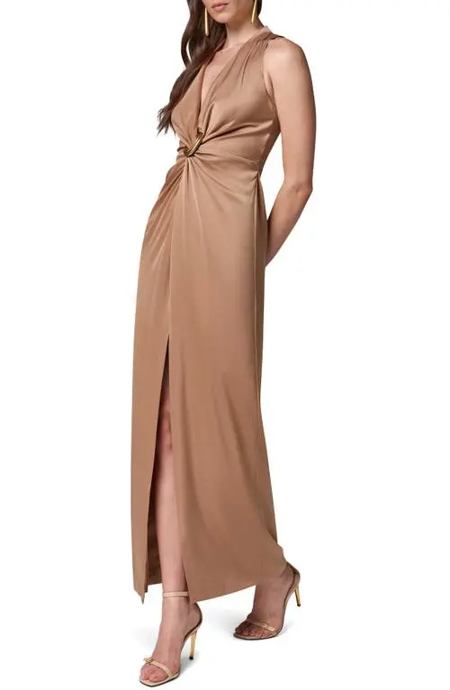 Donna Karan New York Sleeveless Twist Front Gown With Thigh-high Slit