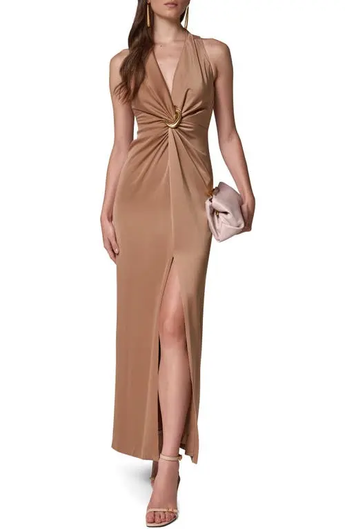 Donna Karan New York Sleeveless Twist Front Gown With Thigh-high Slit
