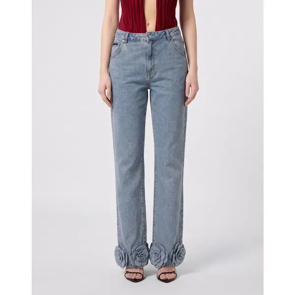 Philipp Plein Straight Cut Jeans Roses Strass - Lyra Light