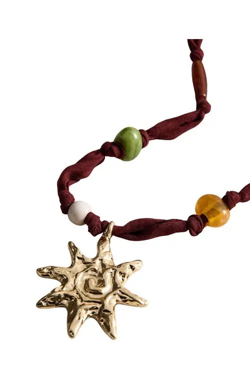 Mango Beaded Sun Pendant Necklace
