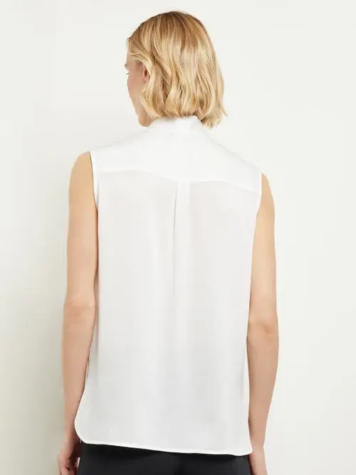 Misook Tie Neck Crepe De Chine Blouse