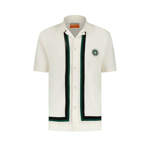 Rivieras Short Sleeve Polo Shirt With Embroidered Chest Badge - Ecru