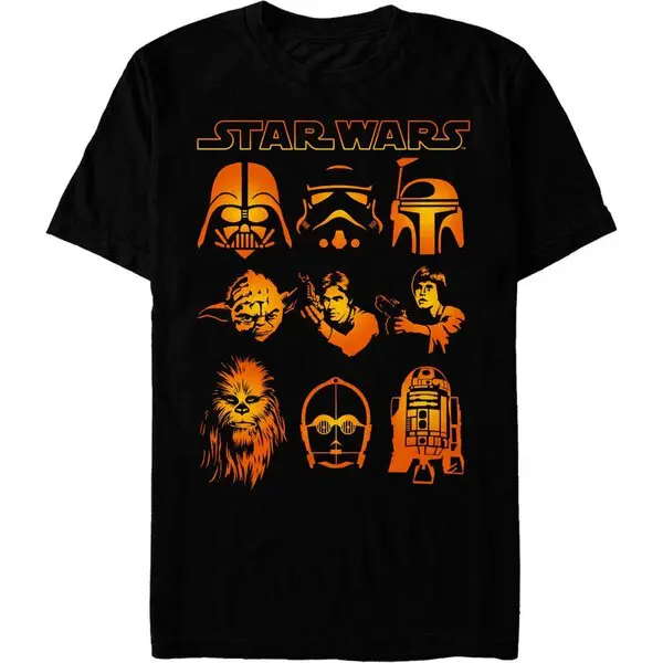 STAR WARS: EMPIRE STRIKES BACK Star Wars Empire Strikes Back Light Halloween Heads T Shirt - Black